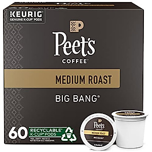 Peet's Coffee, Medium Roast K-Cup Pods for Keurig Brewers - Big Bang , 10 Count (Pack of 6), Packaging May Vary