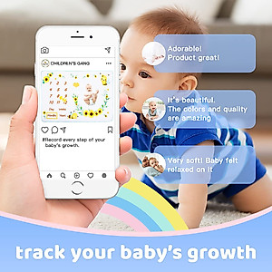 CHILDREN'S GANG Baby Boy Monthly Milestone Blanket, 60"x40" Baby Girl Month Blanket, Newborn Baby Shower Photography Backdrop Blanket with Floral Wreath + Frames (Bee)