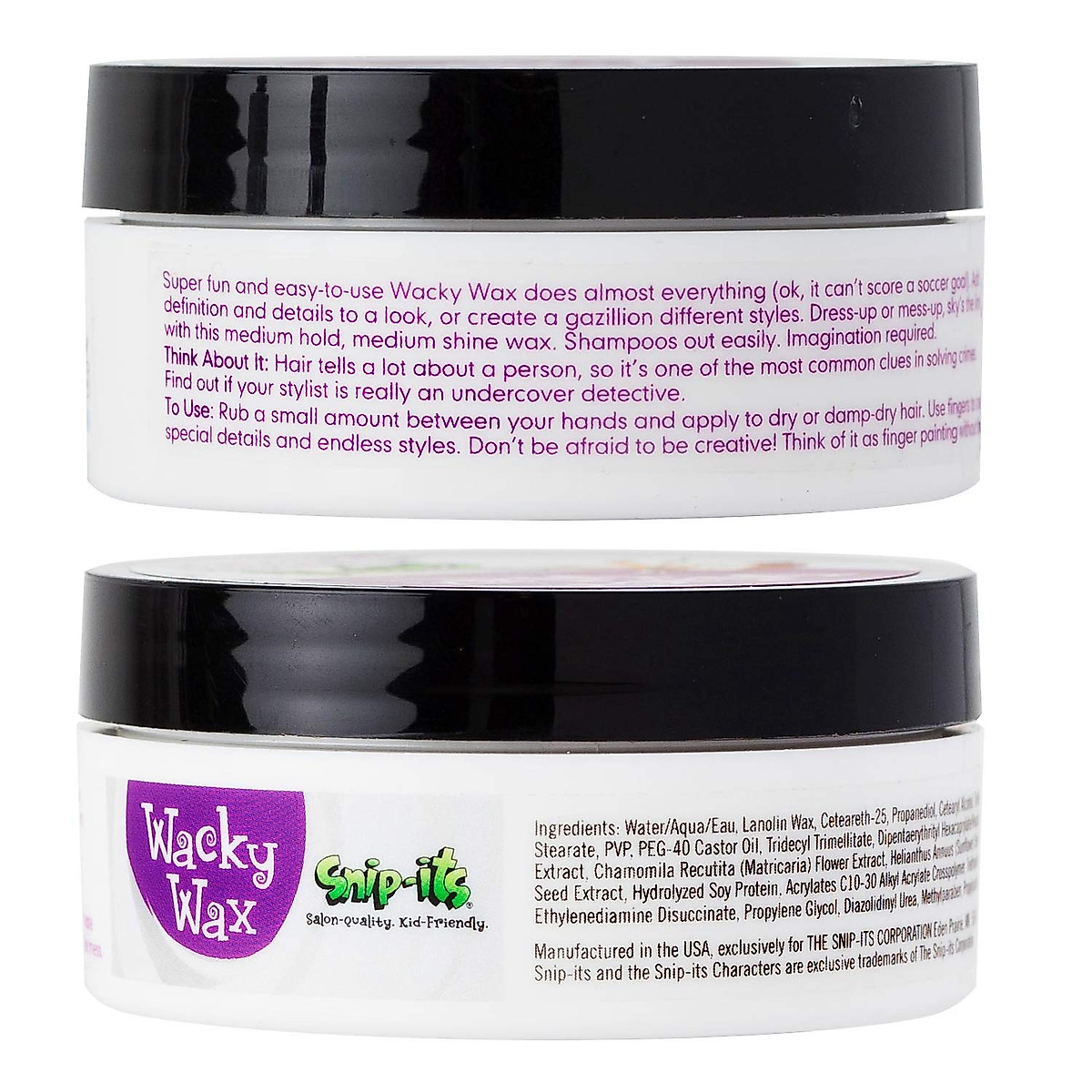 Snip-its Wacky Kids Hair Wax 2oz | Medium Strong Hold Baby Hair Gel Alternative with Fresh Tropical Fragrance – All Natural Salon Quality Product Made in USA