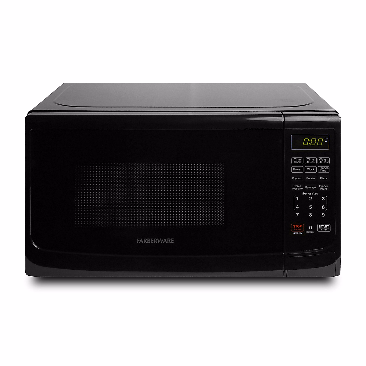 BLACK+DECKER BCRK17B Compact Refrigerator Energy Star Single Door Mini Fridge with Freezer, 1.7 Cubic Feet, Black & Farberware Countertop Microwave 700 Watts, 0.7 cu ft - Microwave Oven With LED