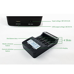 Lii-500 4 Slots Smart Intelligent Battery Charger for 3.7V Li-ion/ 1.2V Ni-MH Cylindrical Rechargeable Battery LCD Display