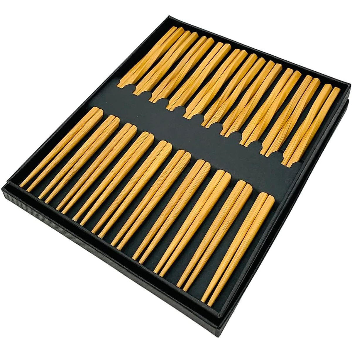 JapanBargain 4811, Bamboo Chopsticks Reusable Japanese Chinese Korean Wood Chop Sticks Hair Sticks, Dishwasher Safe, 10 Pair Gift Set