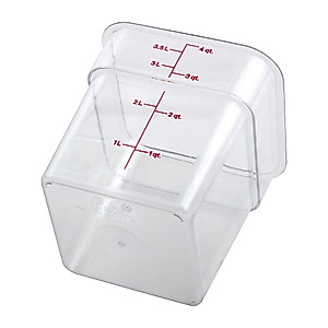 Cambro 4SFSCW135 CamSquare Food Container 4 Qt. 7-1/4 x 7-1/4 x 7-3/8 Clear - Case of 6
