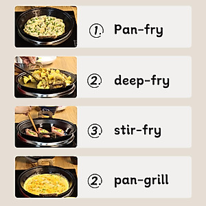 WANGYUANJI Cast Iron Skillet, Heavy-Duty & Large Pan, 14.2-Inch Dual Assist Handles Cast Iron Pan,Oven Safe Cookware - For Indoor/Outdoor, Grill, Stovetop Use(Black)