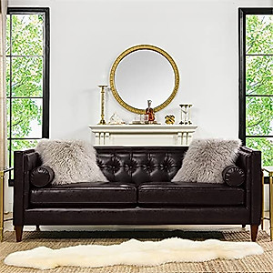Jennifer Taylor Home Jack, 84" Sofa, Vintage Brown Faux Leather