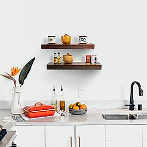 HOMESAURUS Floating Shelves Set of 2 Wall Mounted Shelves for Bedroom Decor, Bathroom Set, Living Room Decor and Kitchen Wall Shelves Decoration - Storage Shelf Rack & Display Shelves Decorations