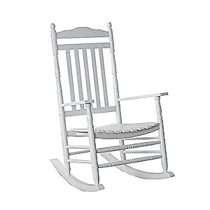 BplusZ B&Z KD-22W Wooden Rocking Chair Porch Rocker Outdoor Traditional Indoor, White