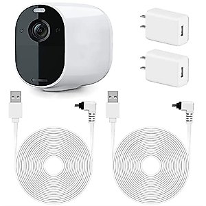 ALERTCAM 2Pack 16.4Ft/5m Power Adapter for Arlo Essential Spotlight, Weatherproof Outdoor Power Cable Continuously Charging Your Arlo Essential Camera - White