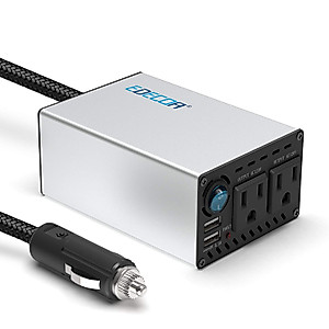 Car Power Inverter 300W 12V DC to AC 110V 120V Car Power Adapter Cigarette Lighter Adapter 2 AC Outlets 2 USB for Laptop