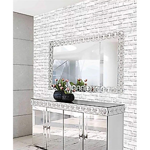 Yancorp 10ft White Gray Brick Wallpaper Peel and Stick Wallpaper Brick Vinyl Wrap,Self-Adhesive Wallpaper Backsplash Kitchen Living Room
