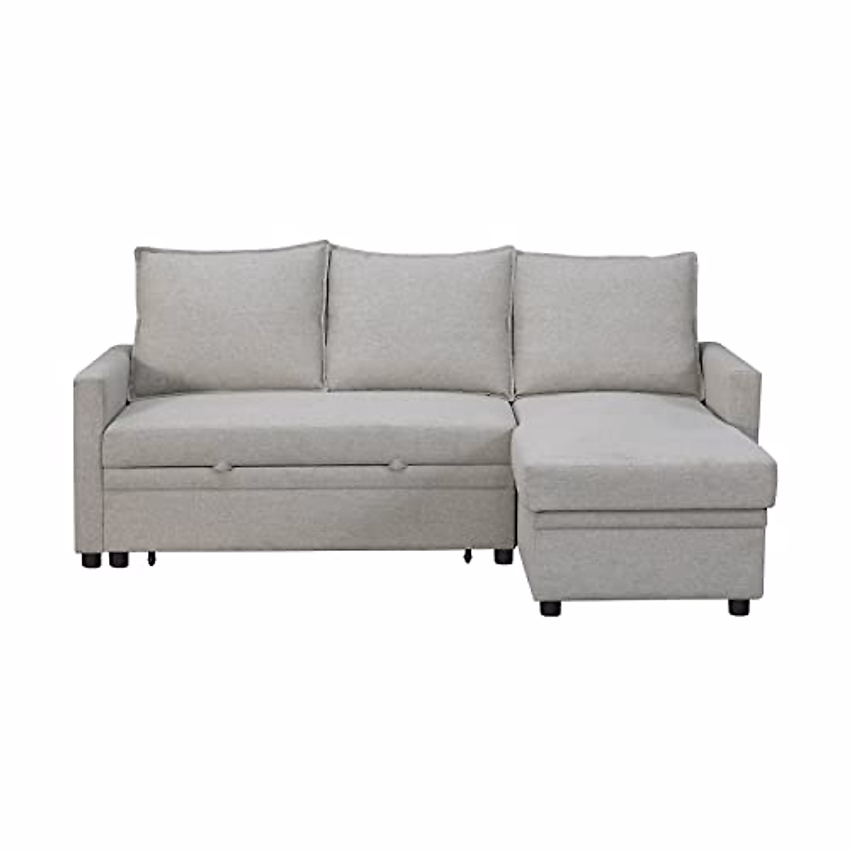 Devion Furniture Andy Sectional Sleeper Sofa Bed, Light Gray