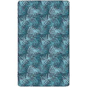 Exotic Themed Fitted Mini Crib Sheets,Portable Mini Crib Sheets Toddler Bed Mattress Sheets - Baby Sheet for Boys Girls,24“ x38“,Petrol Blue Pale Blue