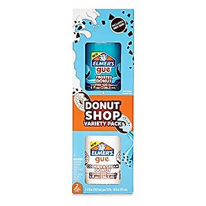 Elmer's GUE Premade, Donut Shop Variety Pack, Scented, Includes Fluffy, Glossy Blue, Slime Add-Ins, 2 Count