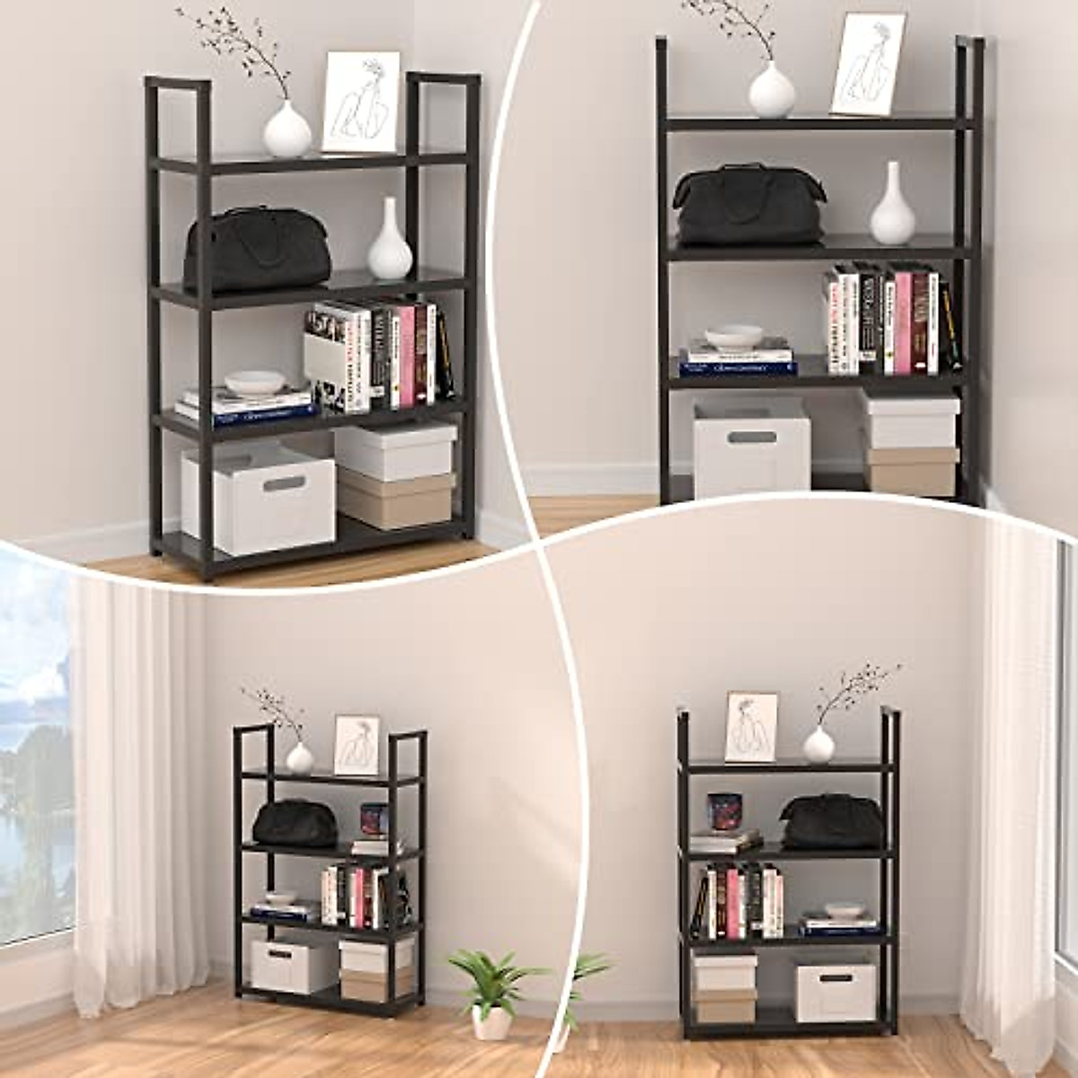 4-Tier Acrylic Shelving Unit/Storage Utility Rack/Metal Shelves/Organization Multipurpose Shelf/Fit to Warehouse Basement/Kitchen/Living Room,31.5" W x 11.8" D x 47.2" H