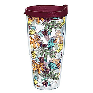 Tervis Fiesta Thanksgiving Butterscotch Fall Leaves Made in USA Double Walled Insulated Tumbler Travel Cup Keeps Drinks Cold & Hot, 24oz, Lidded