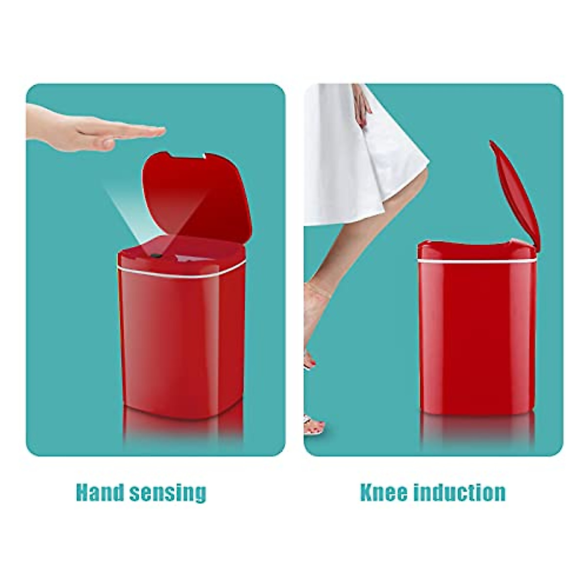 Smaani Automatic Intelligent Induction Trash Can, Trash Can Automatic Waste Bin, Garbage Can 14L for Kitchen | Office | Bedroom | Bathroom | Living Room (Red Model :No Pattern)