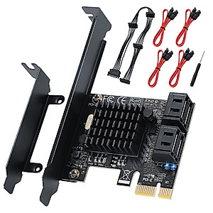 ACTIMED PCI-E X1 to SATA 3.0 Controller Card, 4-Port SATA III 6Gbps Expansion Cards, Supports PCI-Express (1X 4X 8X 16X) Slot, Support SSD and HDD, for Windows10/7/8/XP/Vista/linux