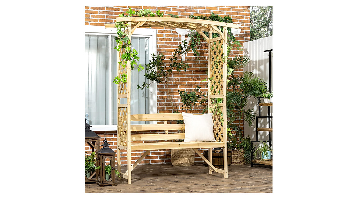 Outsunny Garden Bench Arbor with Trellises & Pergola