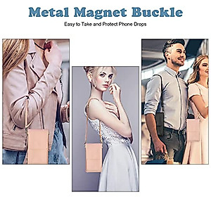 Ansxiy Black Leather Phone Purse with Clear Window, 6.7" Touchscreen Compatibility, Magnetic Closure & Waterproof - Crossbody Wallet Case with Shoulder Strap