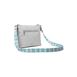 Sakroots Artist Circle Basic Crossbody in Eco Twill, Adjustable Crossbody Strap, Light Grey