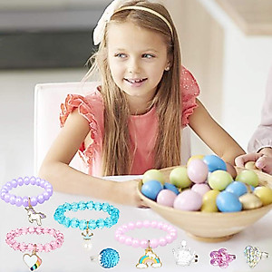 VLUSSO Easter Eggs Easter Basket Stuffers Fillers Filled 4 Pack Eggs with Colorful Bracelet Girls Inside, Colorful Pre Plastic Easter Eggs For Kids Easter Gifts
