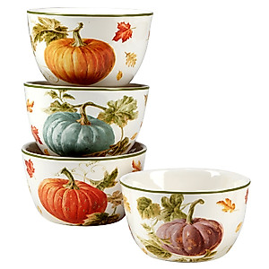 Certified International Autumn Harvest Set 5.5" Ice Cream/Dessert Bowls, Set of 4, Multicolor