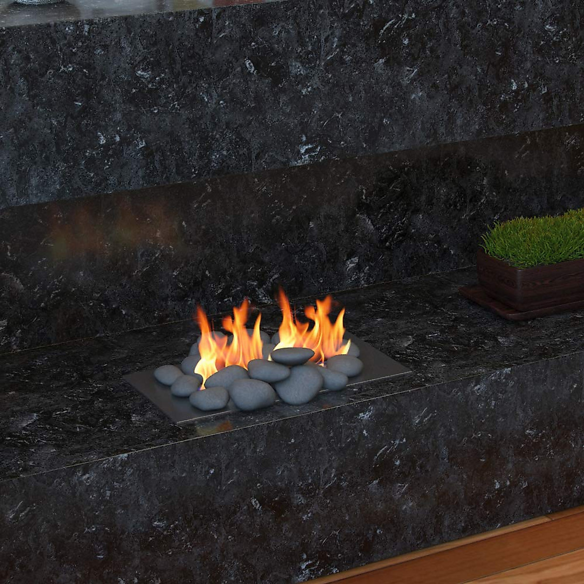 Regal Flame Set of 24 Light Weight Ceramic Fiber Gas Ethanol Electric Fireplace Pebbles in Gray