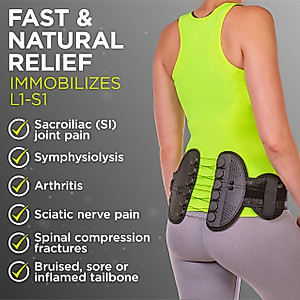 BraceAbility SI Joint Belt - Sacroiliac Compression Back Brace for Sacral Dysfunction, Coccyx Pain Relief and Bruised or Broken Tailbone Inflammation Treatment with Hip Support Pads (One Size)