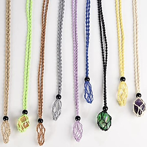 VNVETYTO 18 PCS Multicolor Crystal Cage Necklace Holder Necklace Cord Empty Stone Holder Replacement Hand-Woven Necklace Cord with Adjustable Length