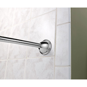 Moen Chrome 54-Inch to 72-Inch Adjustable Length Fixed Mount Single Curved Shower Curtain Rod for Bathroom, CSR2160CH