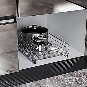 IZLIF Pull Out Cabinet Organizer Heavy Duty Pull out Drawers for Kitchen Cabinets, Pull Out Shelves for Base Cabinet Organization in Kitchen Bathroom Pantry 14 x 21 inch for At Least 15” Cabinet Opening ,Chrome Finish