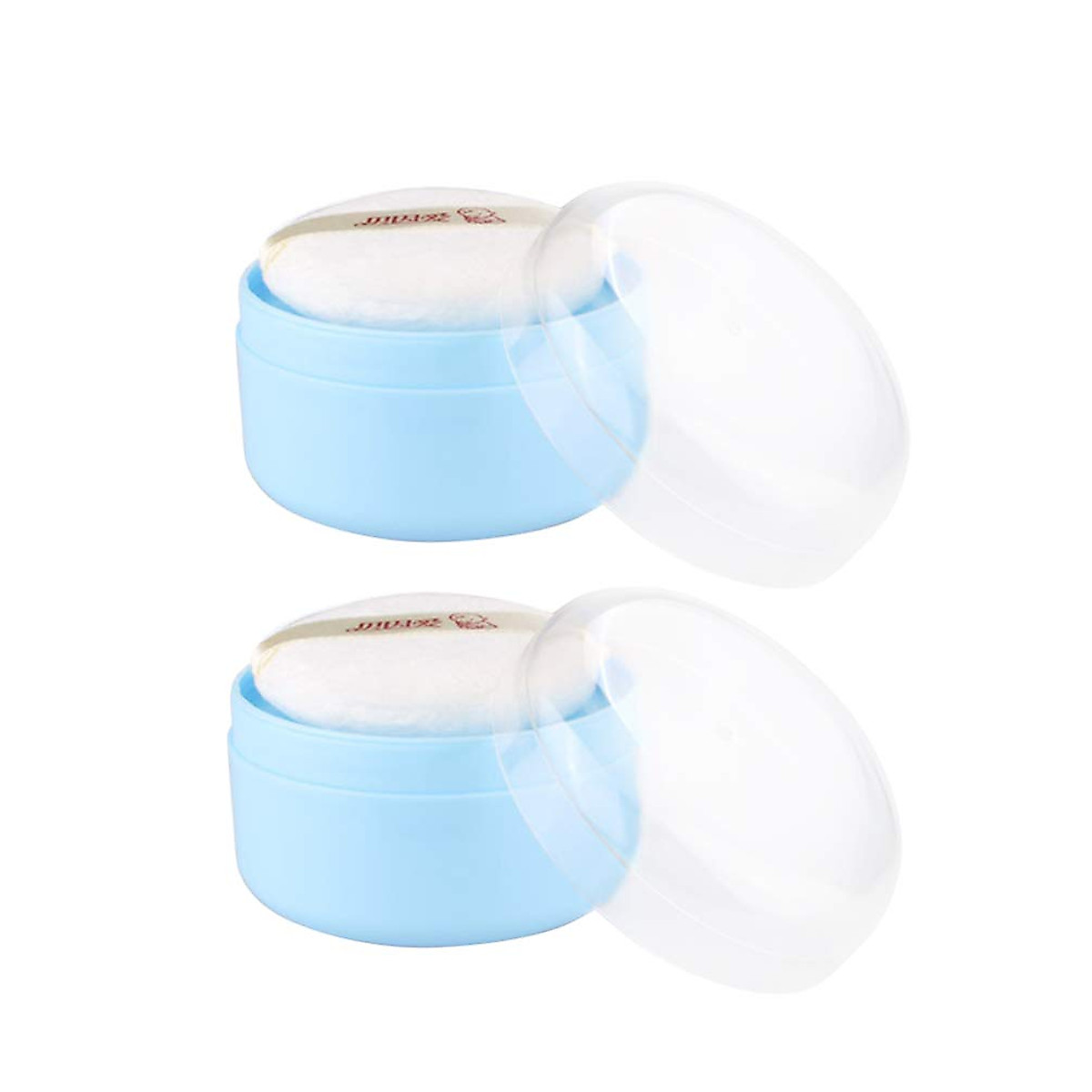 Powder Puff 2 Pcs Powder Puff Case Portable Empty Body Powder Container Dispenser Case with Sifter and Powder Puffs for Infant Baby Newborn Baby Puffs