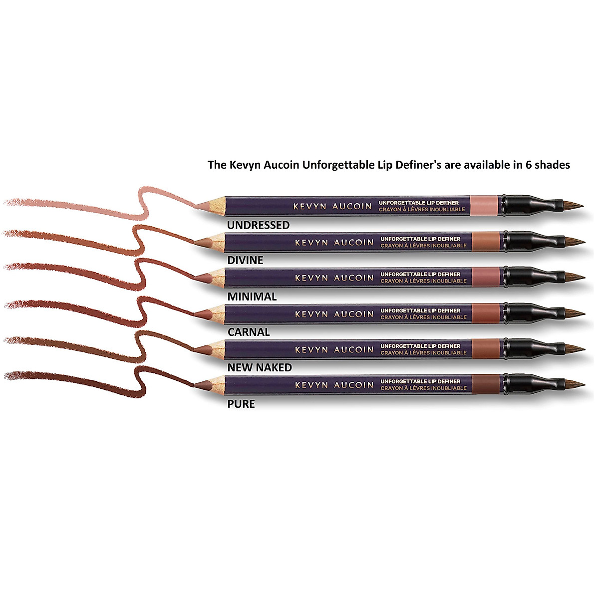 Kevyn Aucoin Unforgettable Lip Definer, Divine: Long-wearing makeup lip definer. Water-resistant, defined tip accentuates lips. Blend-able. Dual-ended pencil and brush. All skin tones and types.