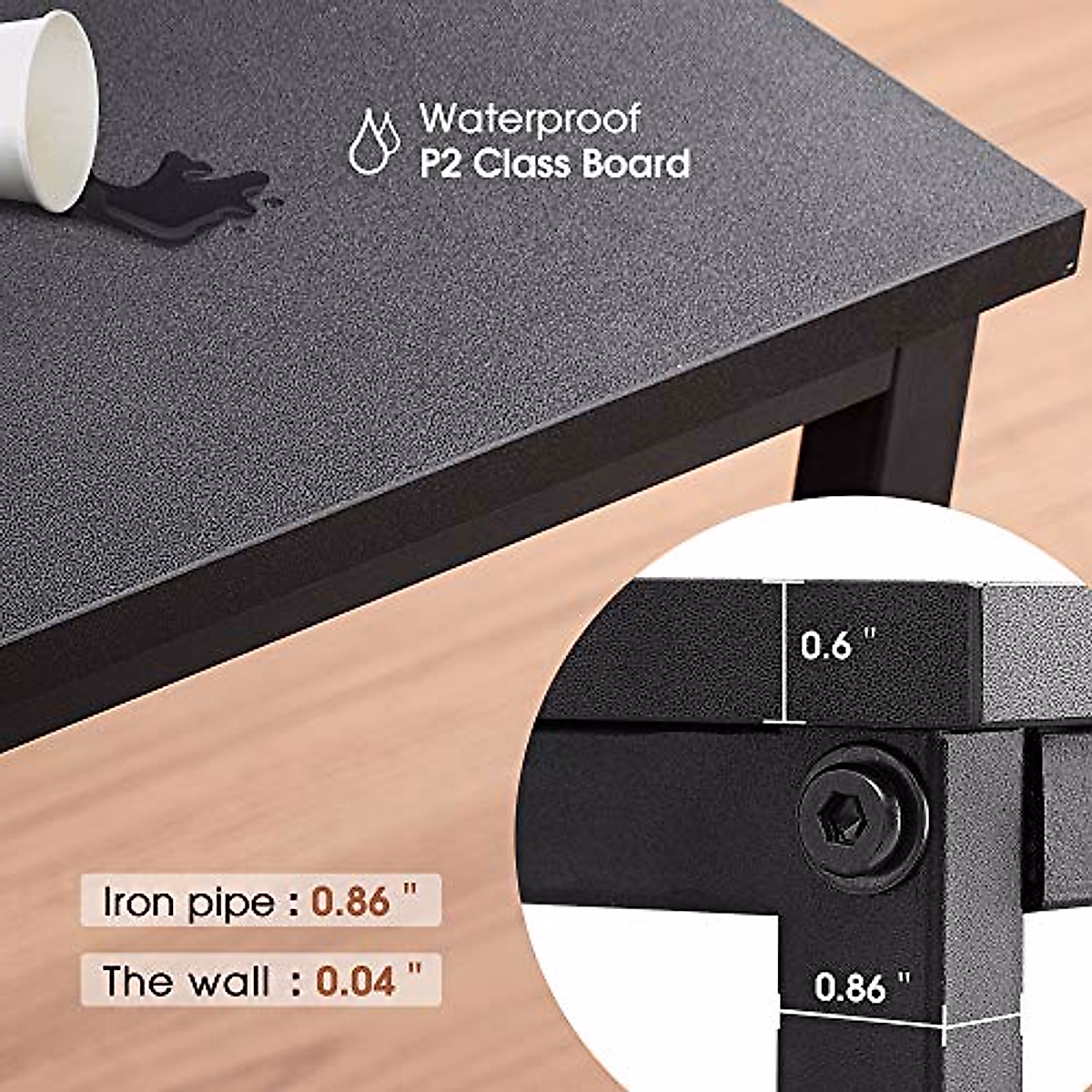 ivinta Computer Desk with Shelves, Office Desk for Living Room,Small Desk with Storage Space, Home Office Desks, Vanity Desk with Gold Legs PC Laptop Table (Black, 55")