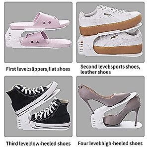 Antigo Shoe Slots Organizer，20 Pcs Adjustable Shoe Stacker for Closet Organization, Double Deck Shoe Rack Holder Storage Space Saver (White)