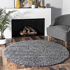 nuLOOM Marleen Contemporary Shag Area Rug, 4' Round, Grey
