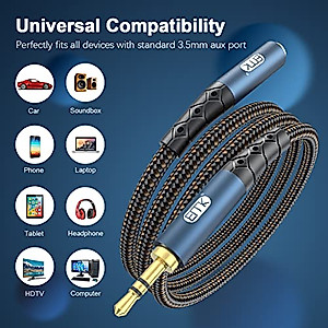 EMK Headphone Extension Cable 3.5mm AUX Extension Male to Female Stereo Audio Cable 24k-Gold Plated Connector Nylon Braided AUX Extension Cord(3.3ft/1m)
