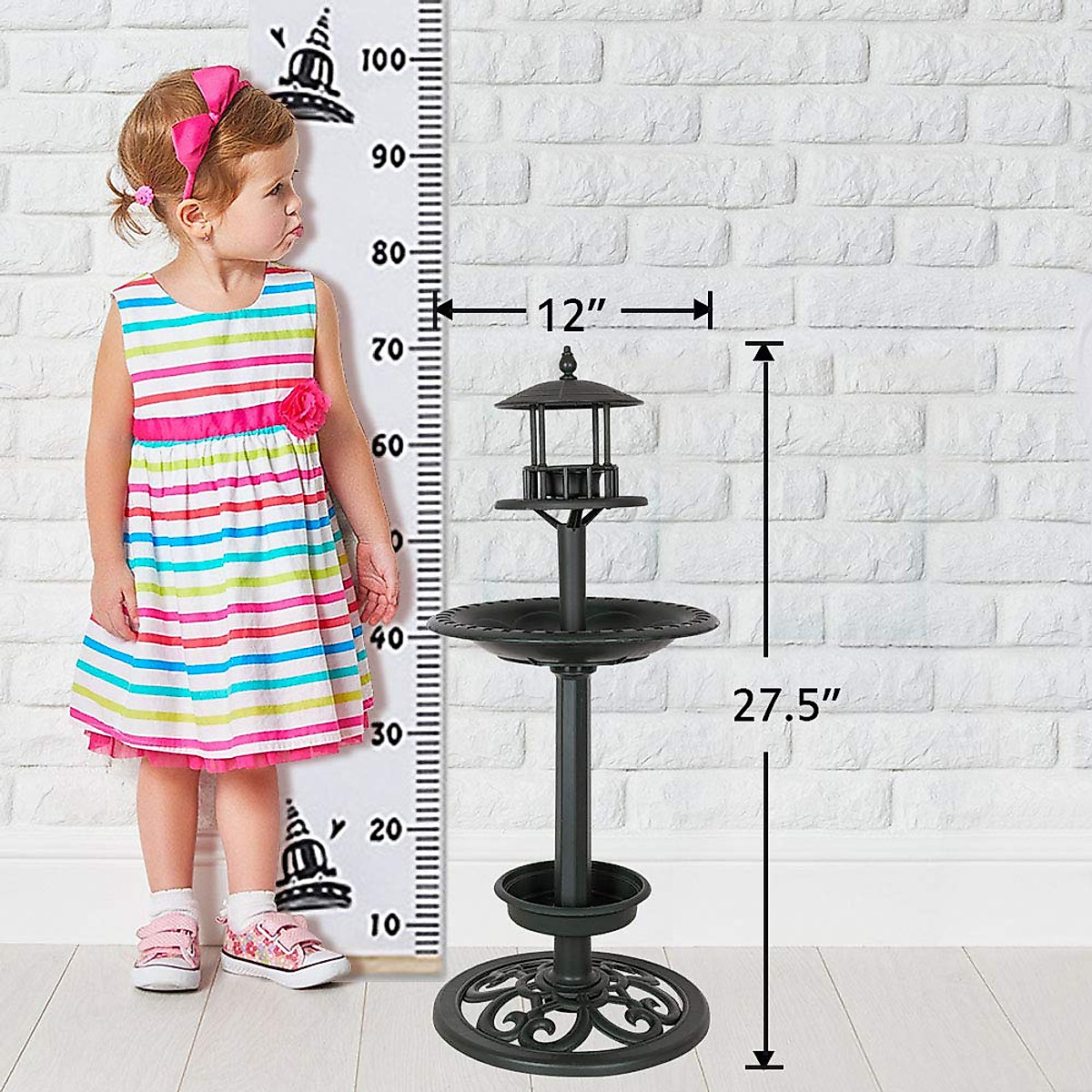 Amazing Plastic Birdbath Bird Feeder with Planter for Garden Lawn Backyard Patio Balcony Decor with 27.5” Height