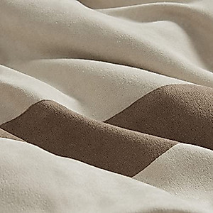 Madison Park Darcey Cozy Comforter Set, Faux Suede, Deluxe Hotel Styling All Season Down Alternative Bedding Matching Shams, Decorative Pillow, King/Cal King(104 in x 92 in), Border Taupe 4 Piece