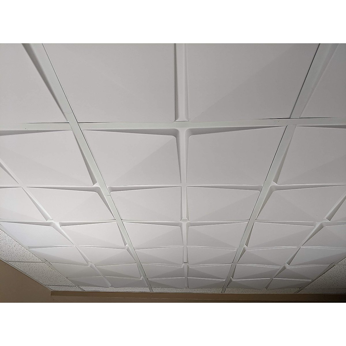 3Drop 3D Drop Ceiling and Wall Tiles – Ultra-Thin 2x2 Lay-in Matte White PVC for 24” x 24” Ceiling Grid System (10-Pack, 3DTC28)