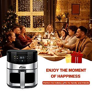 MIRASTON 6.5QT Air Fryer, 8-in-1 Smart Digital Air Fryers with Large Visual Window, 8 Presets Recipes & Manual Adjustments for Quick Easy Meals, Dishwasher-Safe, for Family, Party