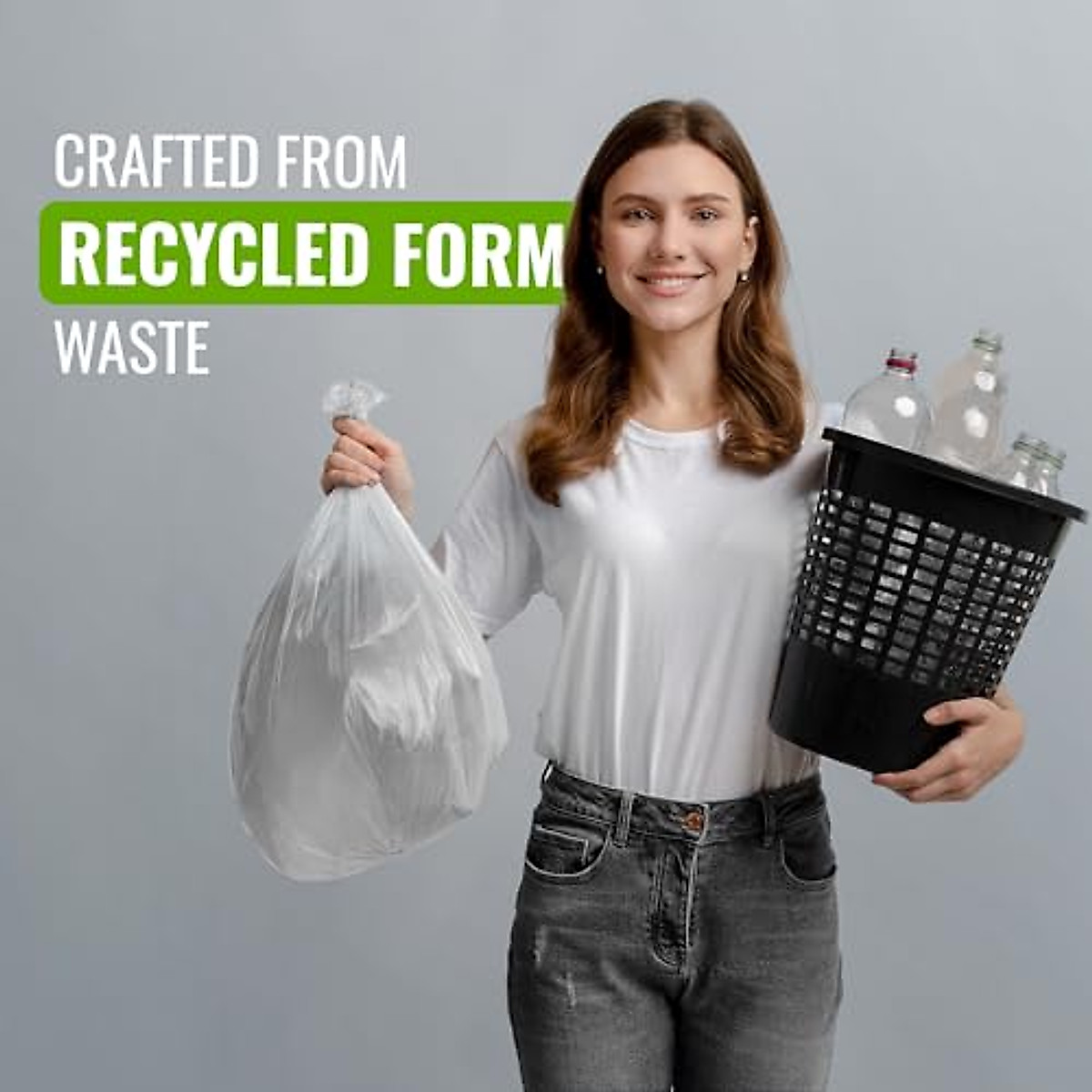 Ecobag 30 Heavy Duty Swing Bin Liners White EcoBag, 55Litre, (225)