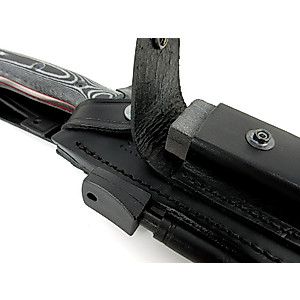 JEO-TEC Nº55 Full Tang Bushcraft Survival Hunting Camping Fishing Knife, Fixed Blade 6.7" MOVA-58 Scandi, Genuine Leather Multi-Position Sheath + Firesteel + Sharpener Stone, Handmade