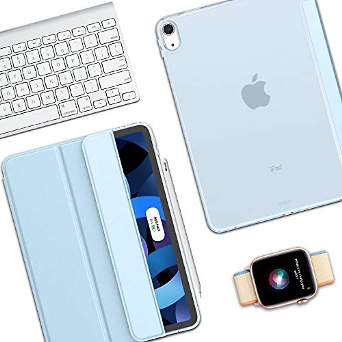 iMieet iPad Air 5 Case 2022/iPad Air 4 Case 2020 - iPad Air 5th/4th Generation Case 10.9 Inch Lightweight Slim Cover with Translucent Frosted Hard Back [Support Touch ID](Sky Blue)