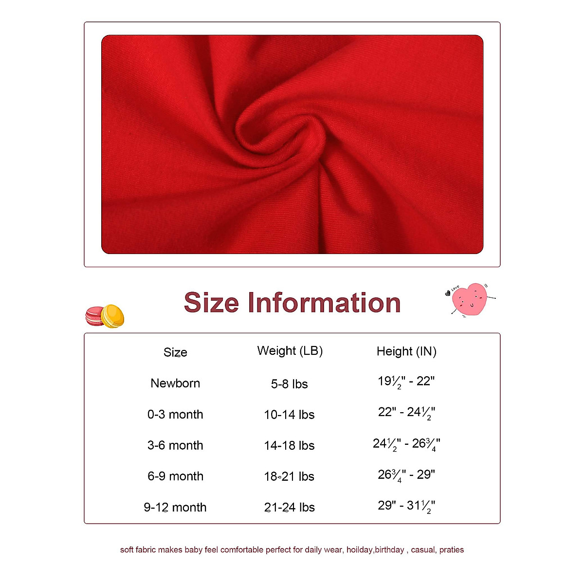 WIQI My First Valentine's Day Outfit Infant Baby Boy Spring Clothes Long Sleeve Romper and Love Heart Pants For 9-12 Months Baby Boys