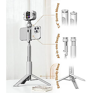 KraftGeek 33" Selfie Stick Tripod with Remote, iPhone and Android Extendable Phone Tripod, 1/4" Screw Mount for Cell Phone, Light, Camera, Anti-Shake Premium Portable Travel Phone Tripod Stand