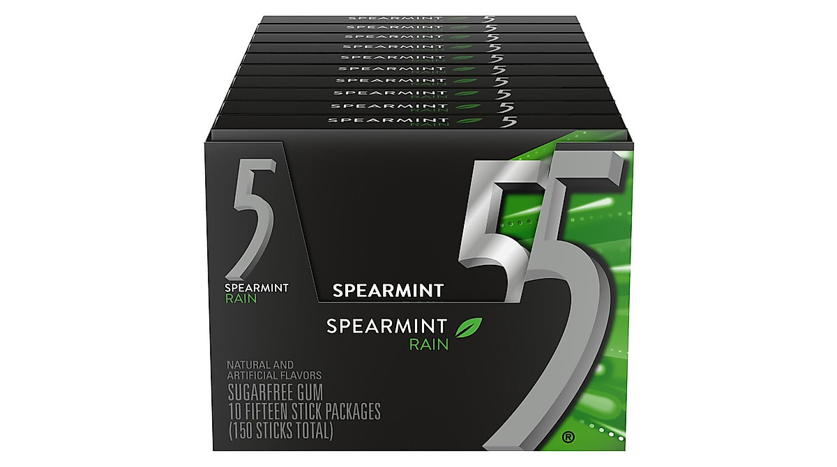 5 Gum Spearmint Rain Sugarfree Chewing Gum Bulk - Refresh & Stay Focused