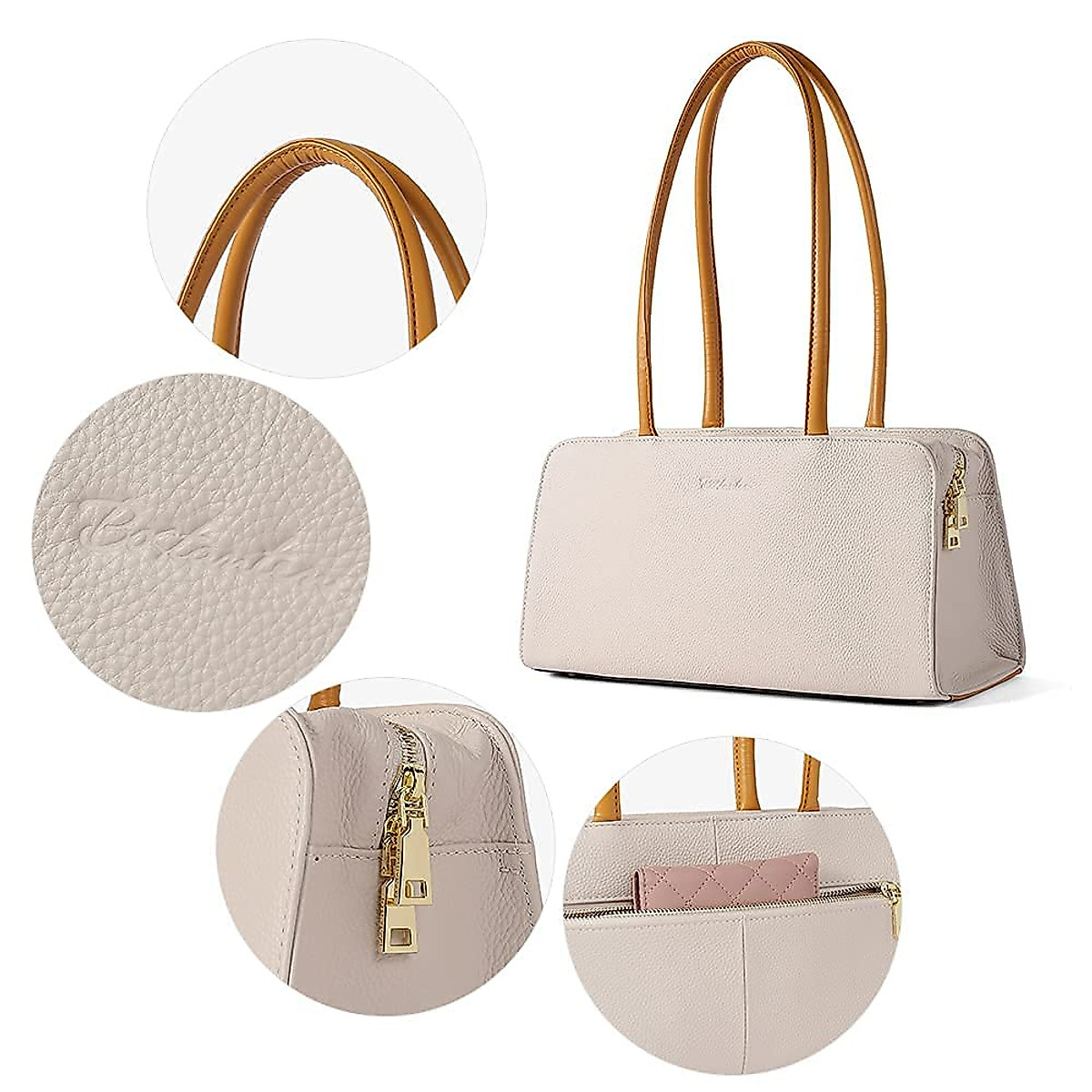 BOSTANTEN Women Designer Handbags Soft Leather Purses and Handbags Satchel Shoulder Bag Bundle with Women Leather Wallet RFID Blocking Small Bifold Wallet