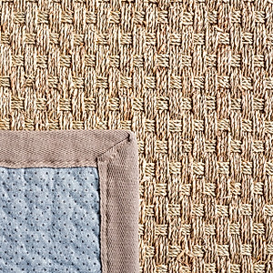 SAFAVIEH Natural Fiber Collection X-Large Area Rug - 11' x 15', Natural & Grey, Border Basketweave Seagrass Design, Easy Care, Ideal for High Traffic Areas in Living Room, Bedroom (NF114P)
