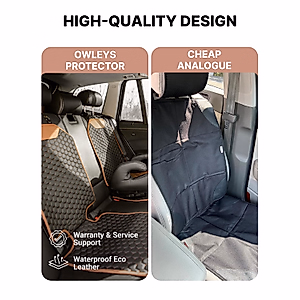 Owleys Premium Leather Car Seat Protector for Child Car Seat Cover from Dirt Scratches - Infant Car Seat Protector for Back Seat/Front Booster Seat Protector Under Baby Car Seat Waterproof 1pc Hexy